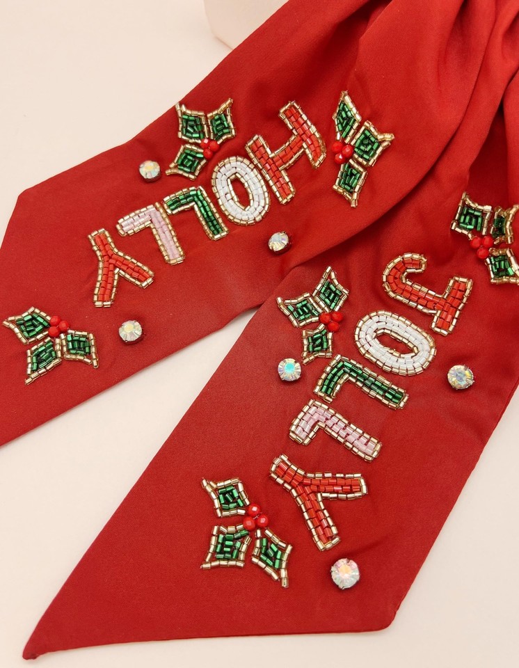 Beaded Christmas Hair Bow Clips - Beaded Tree,Nutcracker,Holly Jolly ...