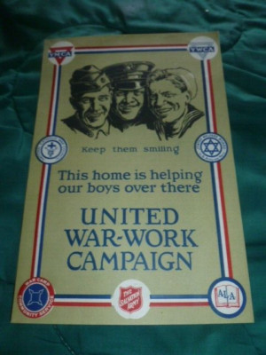 GENUINE UNITED WAR-WORK CAMPAIGN SMALL PAPER POSTER KEEP 'EM SMILING ...