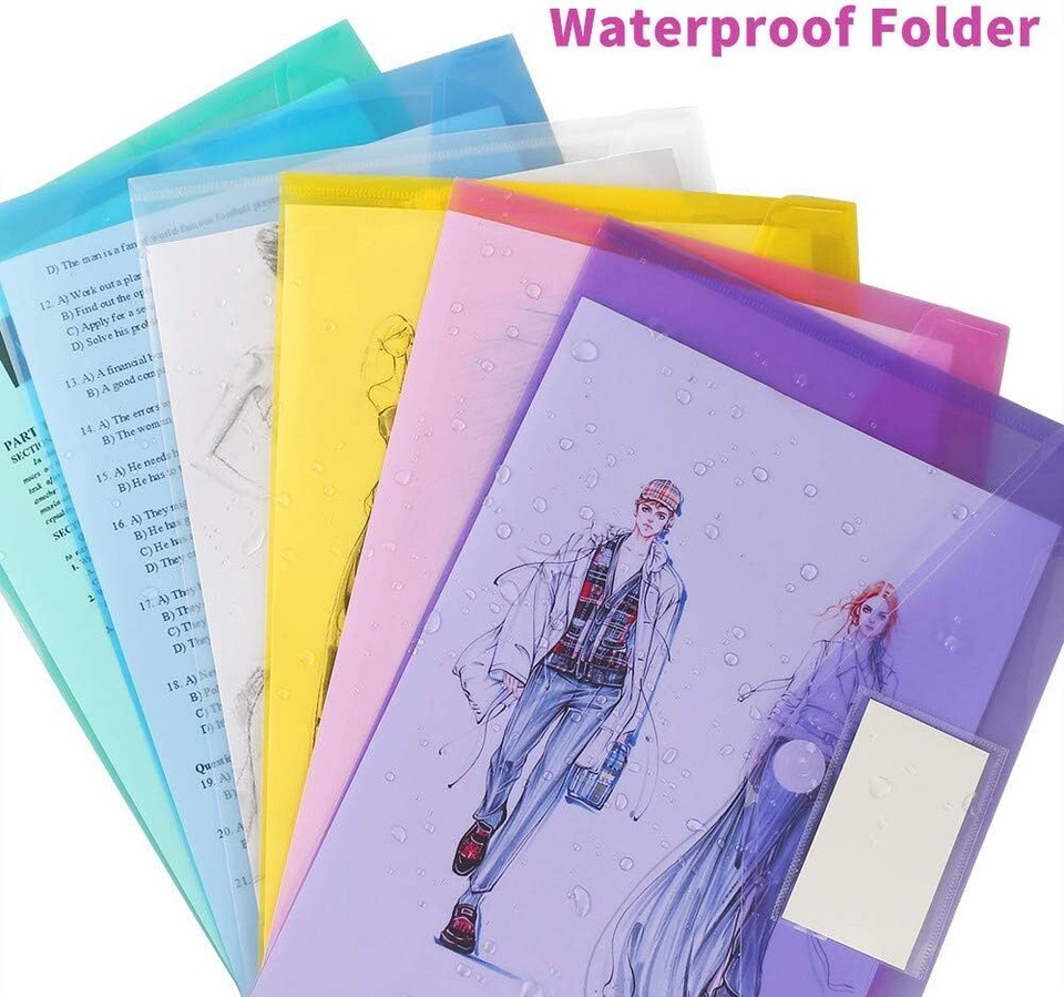 11 Pack Plastic Poly Filing Envelopes Clear Document Folders Letter A4 ...
