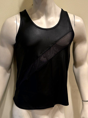 Mens Hard Core Black Stretch Mesh Tank Club Top Size Medium | eBay