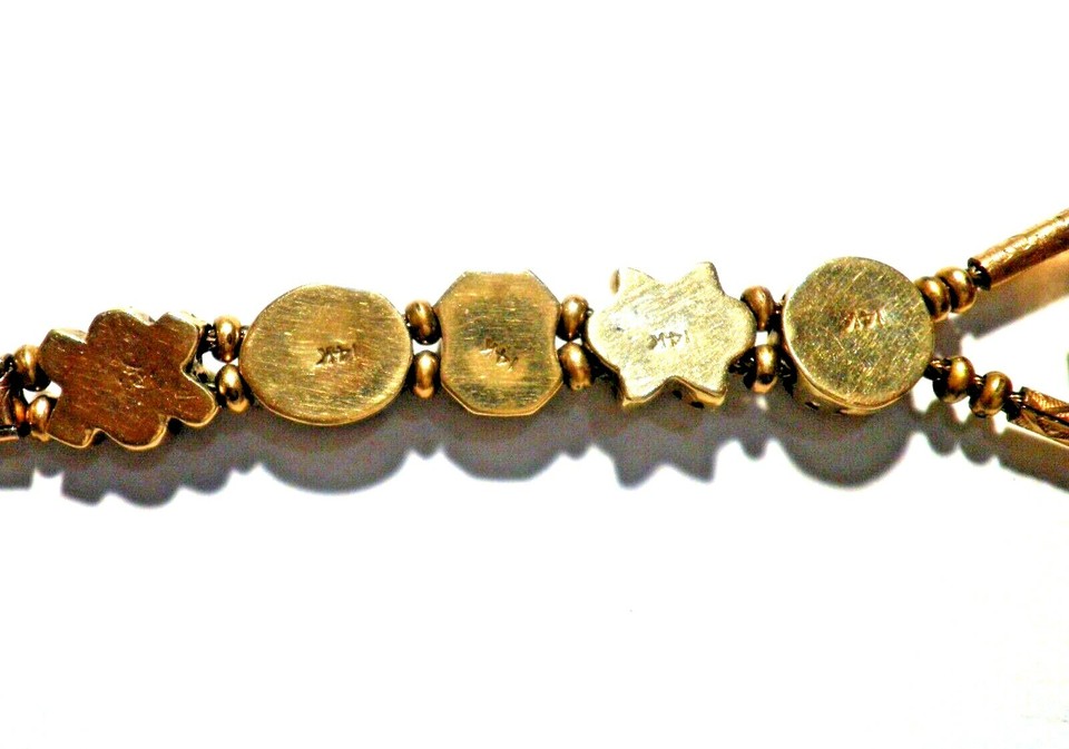 Antique Slide Bracelet Watch SOLID 14K Slides 7" L 14KGF Manual Wind ...