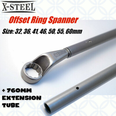 Offset Ring Spanner Box Wrench+760mm Long Extension Tube:32,36,41,46,50 ...