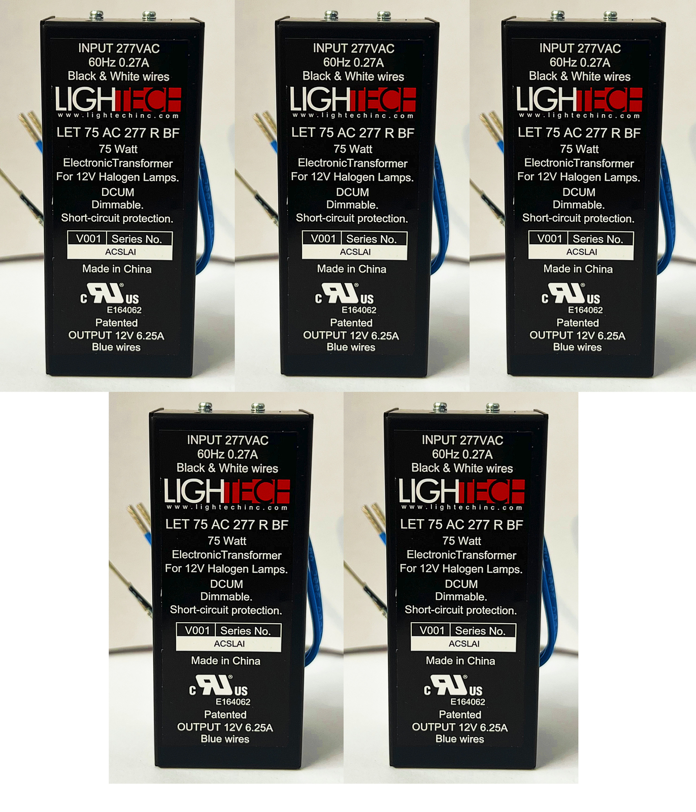 (quantity of 5) GE LighTech 66955 LET-75-AC-277-R-BF, Halogen ...