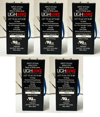 (quantity of 5) GE LighTech 66955 LET-75-AC-277-R-BF, Halogen ...