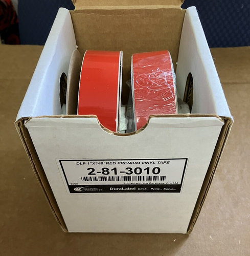 DuraLabel Vinyl Label Tape 1" Wide RED Premium (2) 140' Rolls Cat # 2 ...