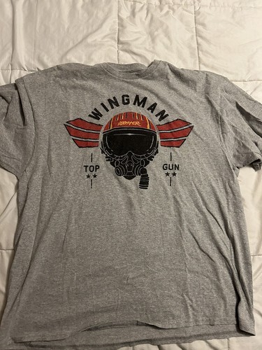 TOP GUN Wingman Shirt Men's XL Gray Maverick Rooster Logo Goose Tom ...