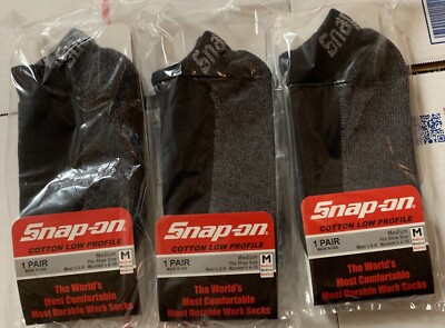 3 Pairs Men's BLACK Snap On Tools LOW PROFILE Socks Medium FREE ...