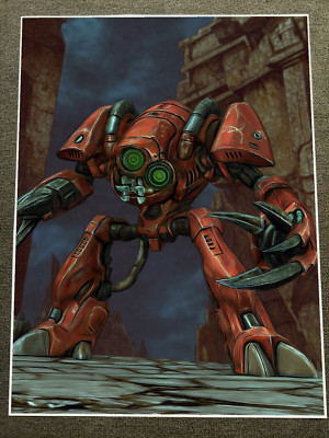 Red Mech Robot in Ruins Sci-Fi Poster 18x24in | eBay