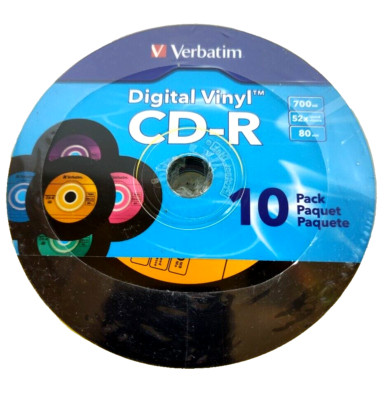 10 pack VERBATIM 52X CD-R Digital Vinyl 700MB Media Disc 98139 NEW ...