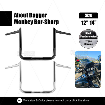 12" | 14" Meat Hook APE Bar Handlebar For 1986-2024 Harley Street ...