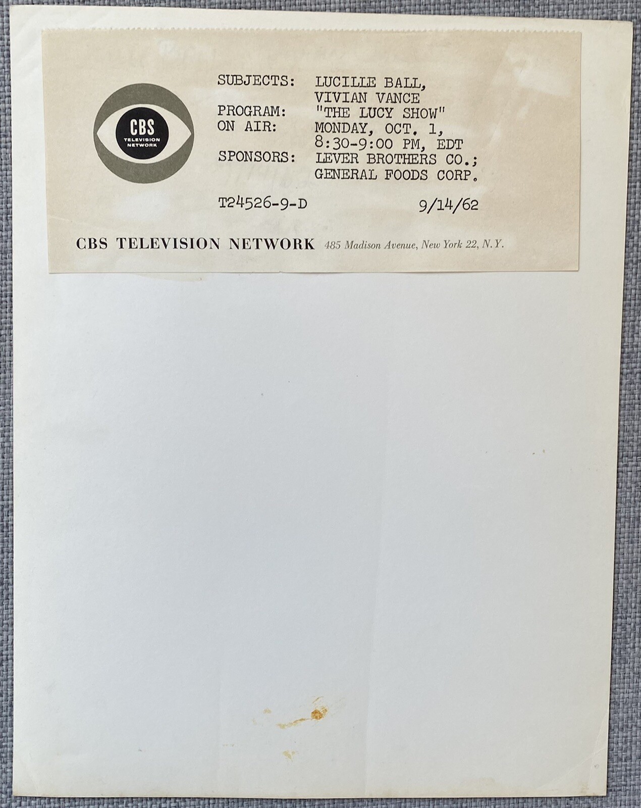 Lucille Ball Signed 7x9 RARE The Lucy Show Original CBS Press Photo ...