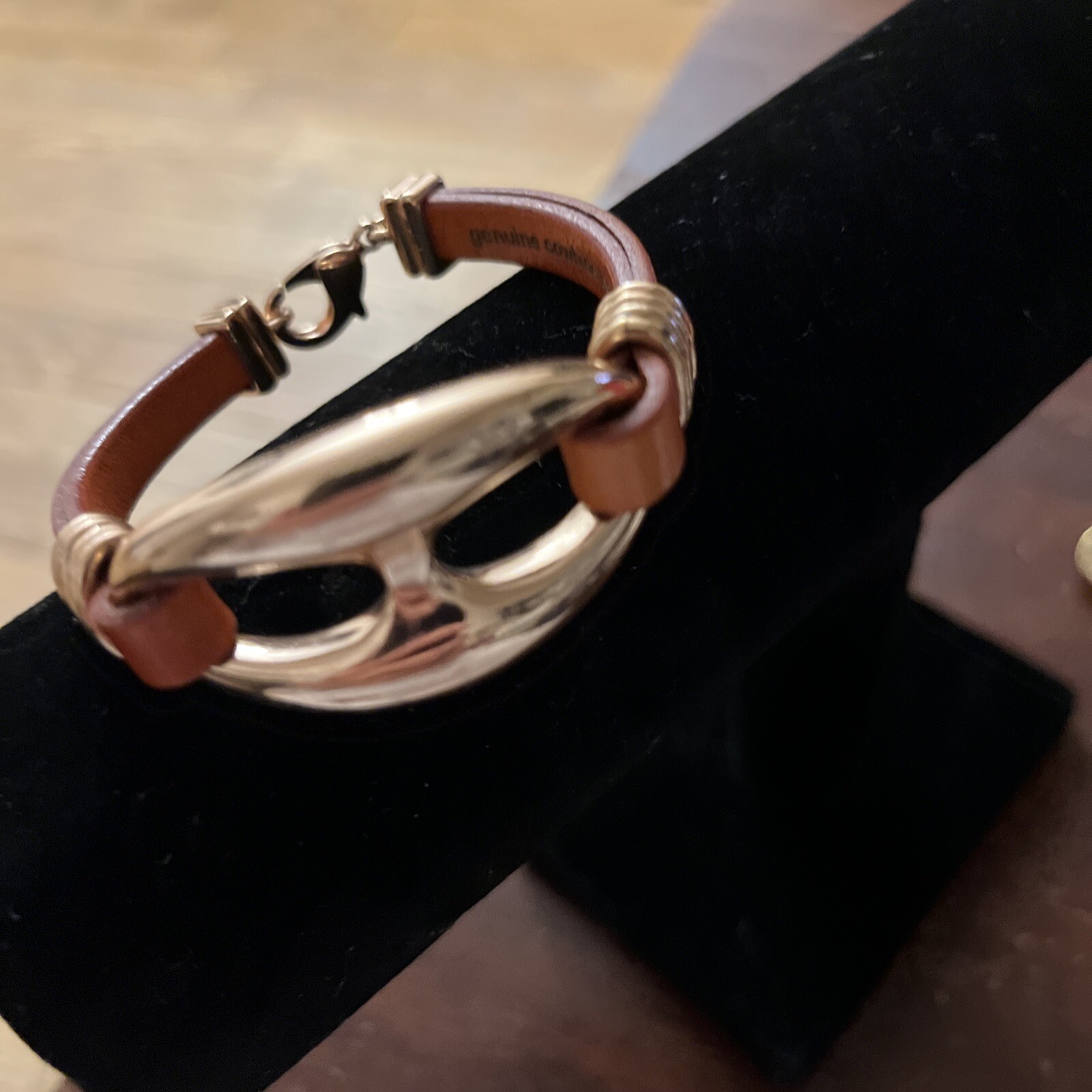 Bronze Italian Leather Status Link Station Bracelet 7… - Gem