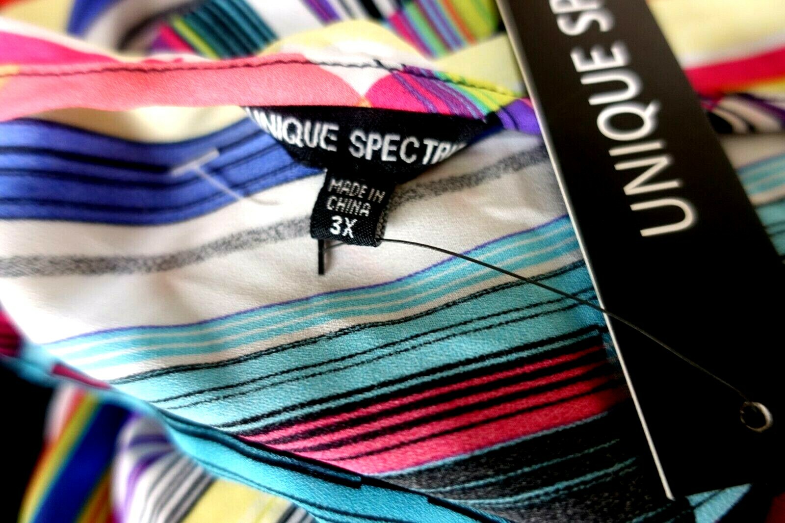 Unique Spectrum Women Plus Size 1x 2x 3x Striped Chiffon Top Blouse ...