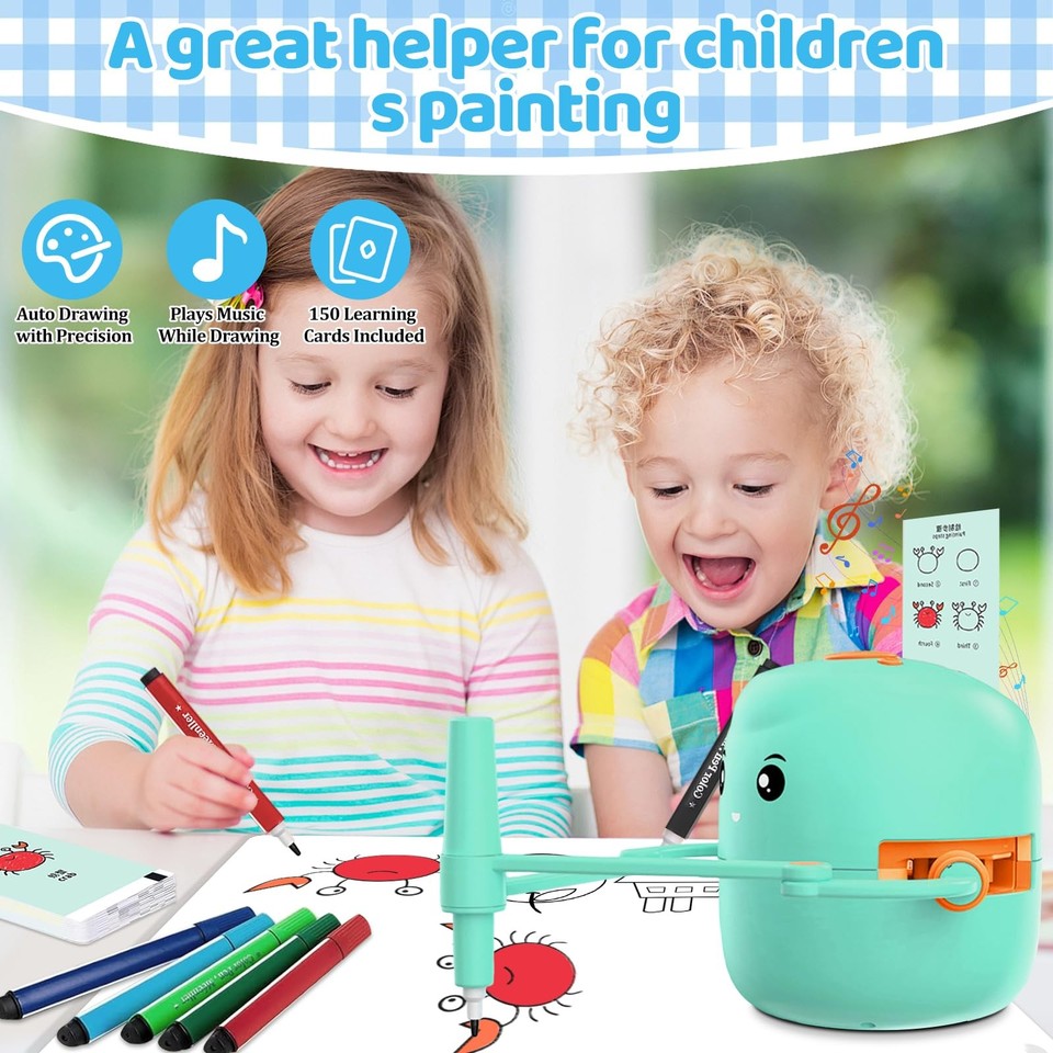 Drawing Robot for Kids with 150 Learning Cards and 17 Colorful Pens ...
