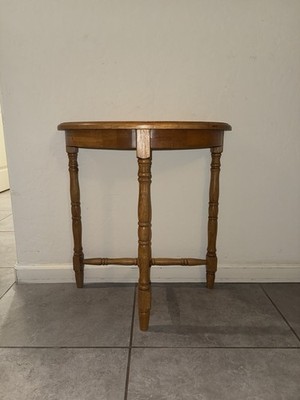 Half Moon Side Pie Crust Table Vintage Wood Spindle end stand | eBay