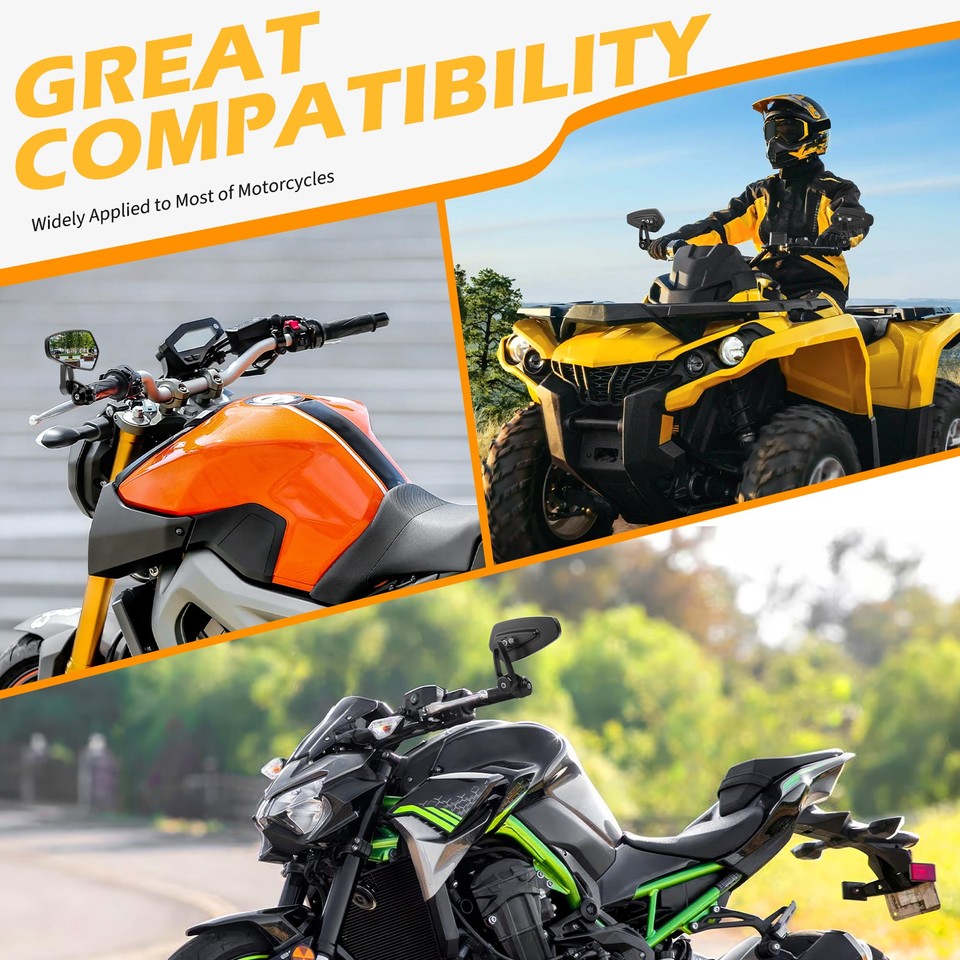 7/8" Motorcycle Bar End Mirrors Rear View Mirror For Honda CBR1000RR ...