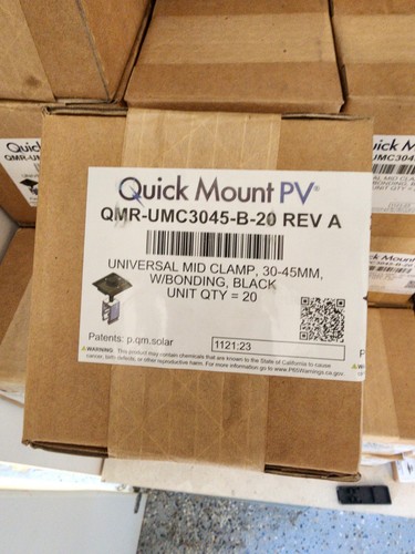 Lot of 20 Quick Mount PV Universal Mid Clamp 30-45mm Black QMR-UMC3045 ...