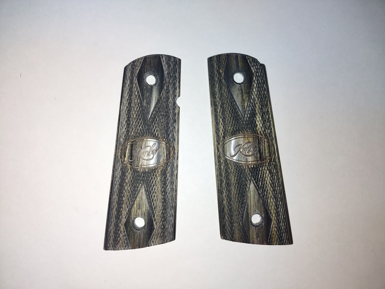 Kimber 1911 Grips Full Size Black/Silver Laminate, Logo Mag Well | eBay