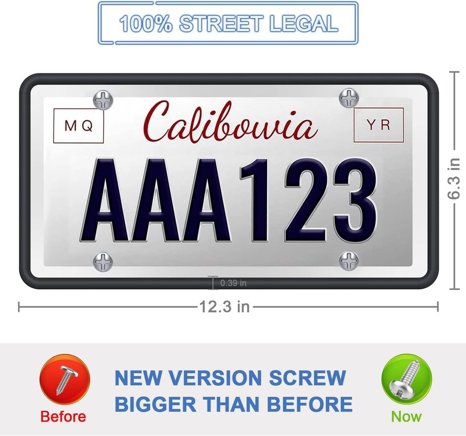 1 Pack Silicone License Plate Frame, Front Back License Plate Cover ...