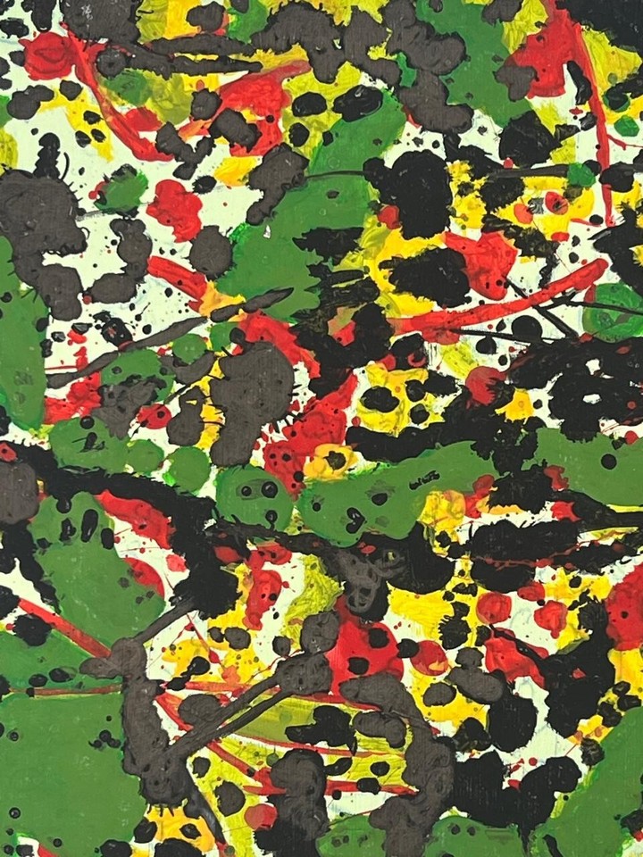 Jackson Pollock (Handmade) Drawing On Old Paper Signed & Stamped, Vtg ...