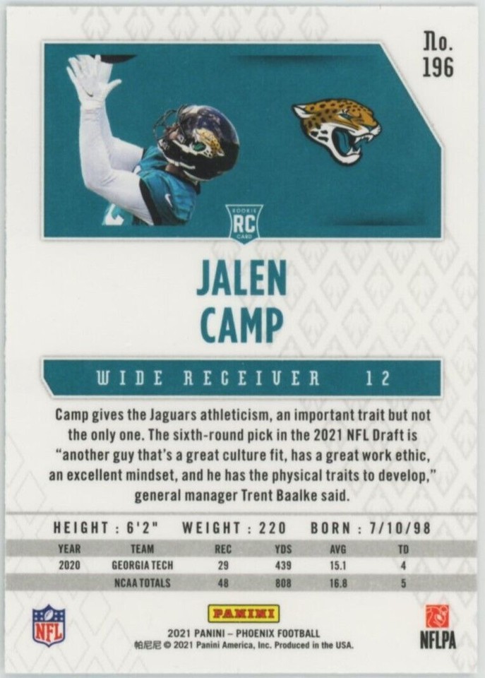 2021 Panini Phoenix Jalen Camp Rookie Celestial Parallel Jaguars Texans ...