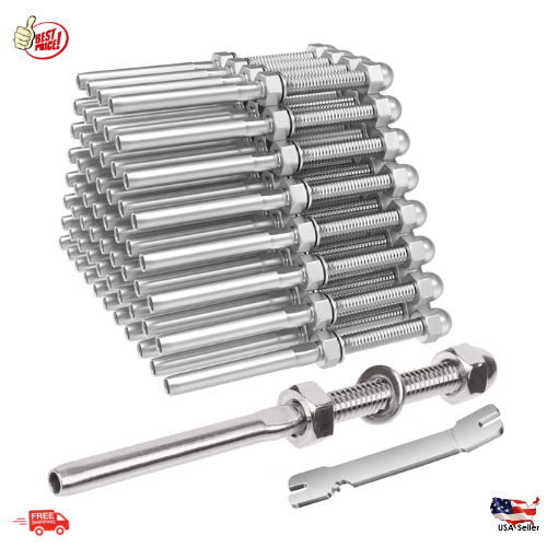 50 Pack Cable Railing Swage Threaded Stud Tension End Fitting Terminal ...