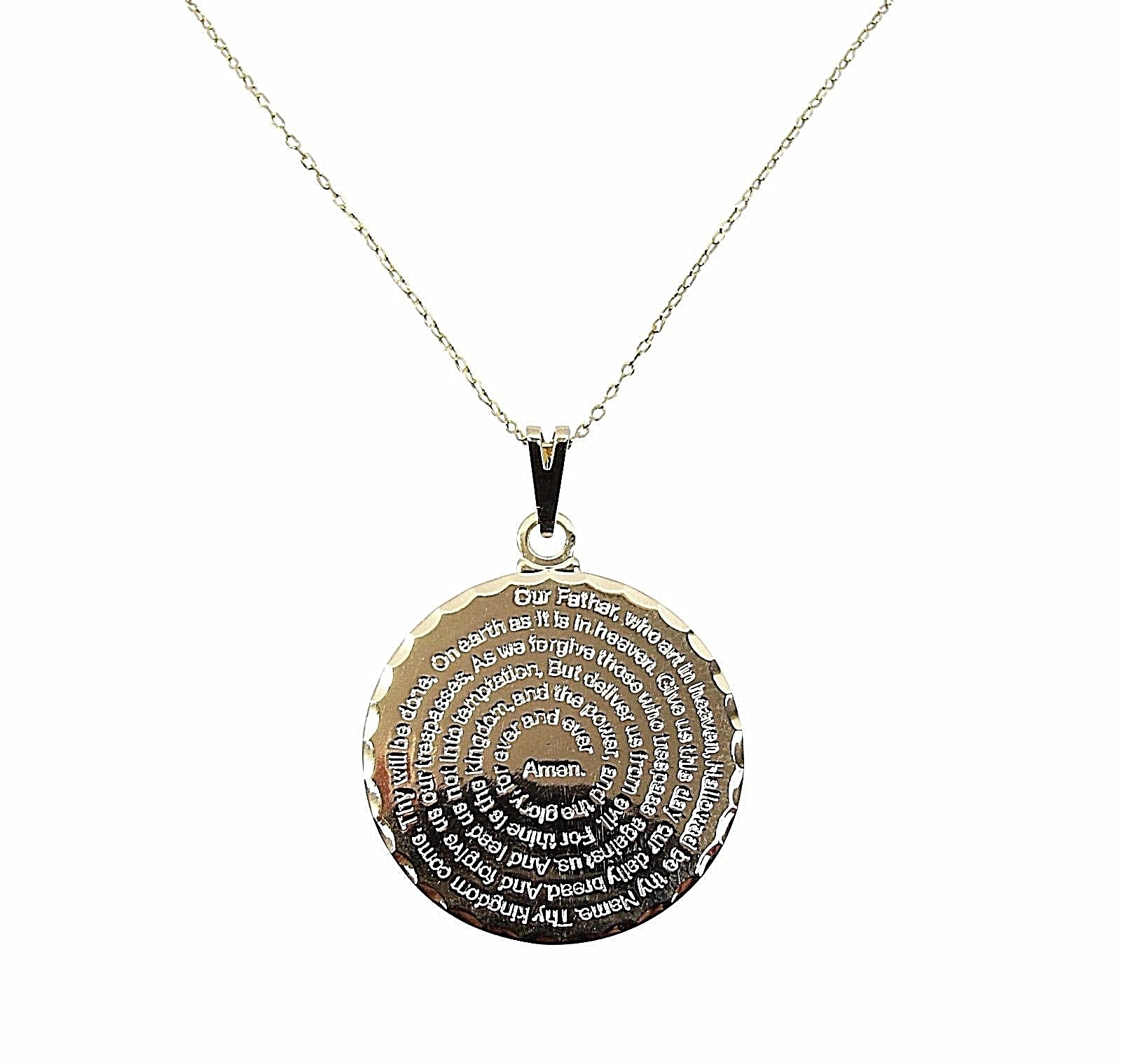 Our Father Prayer Necklace Gold Plated 1" Medal Pendant Christian ...