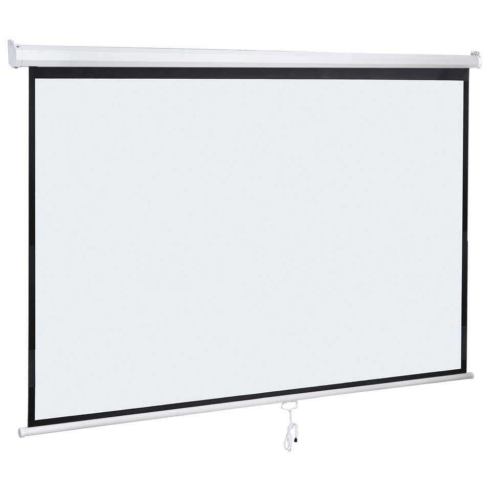 Projector Screen 80 Inch 16:9 HD Projection Screen Manual Pull Down ...