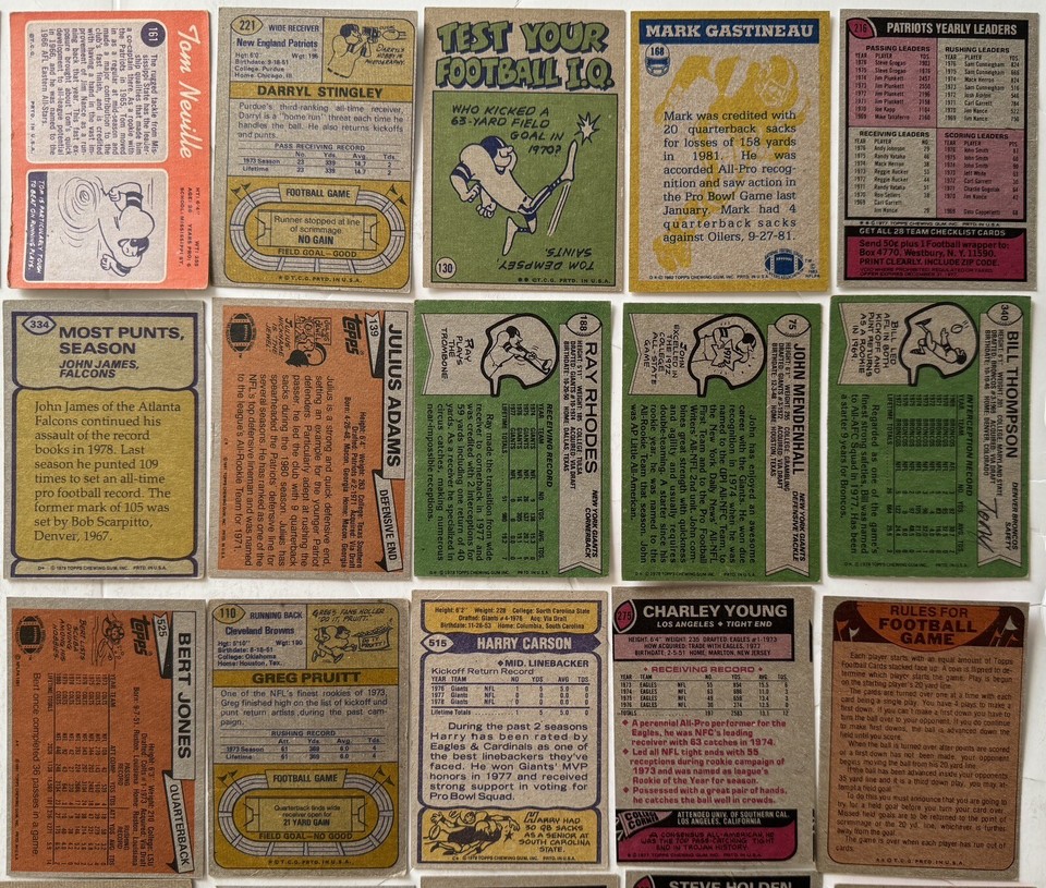 Topps NFL Football Trading Cards 1970s 80s Mixed Lot of 69 HOFers All ...