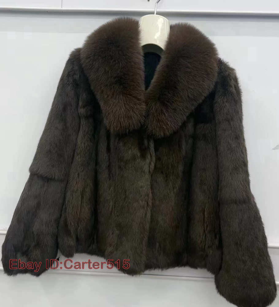 Women Clothing Real Rabbit Fur Coat with Fox Fur Collar Fashion Jacket ...