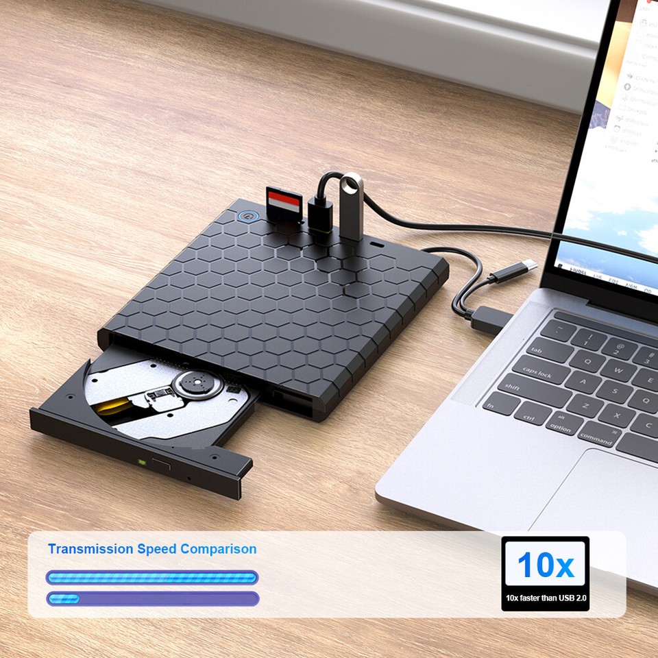 CD Reader Rewriter USB3.0 HUB CD Burner Writer TF Reader for Laptop ...