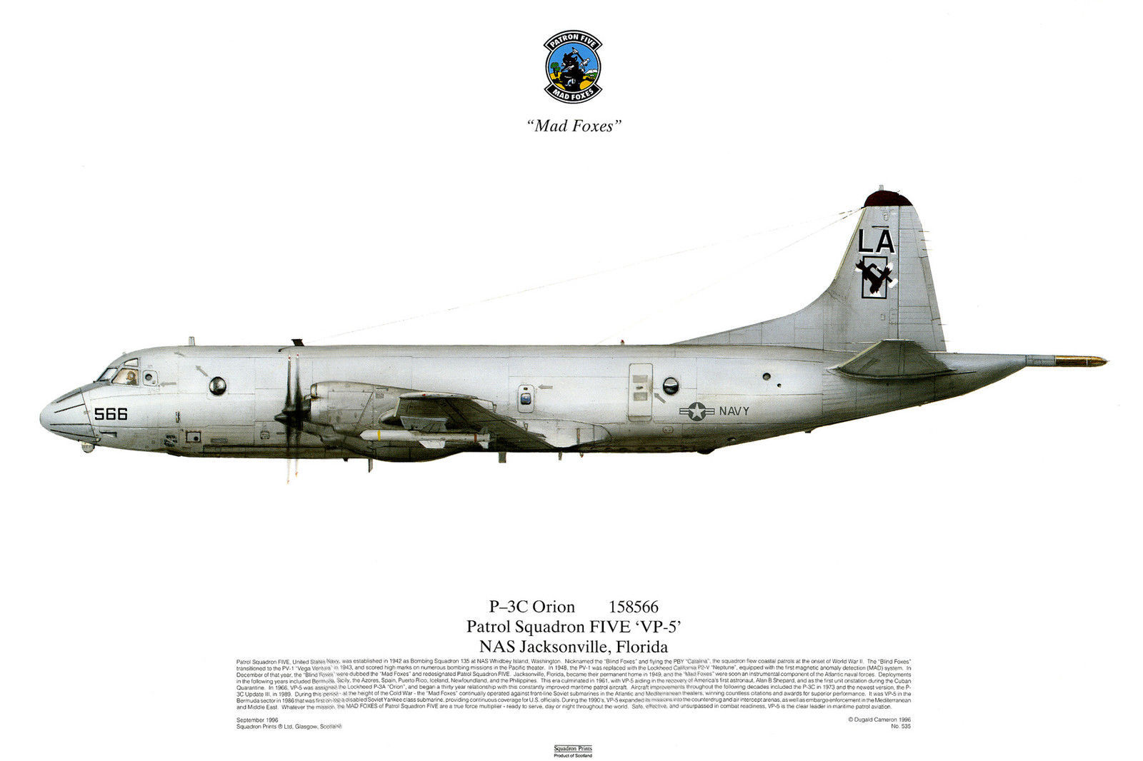 Squadron Print 535 P-3C Orion VP5 NAS Jacksonville US Navy Aviation ...