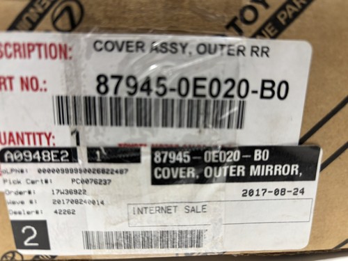 2008-13 Toyota Highlander Exterior Left Mirror Cover 87945-0E020-B0 | eBay