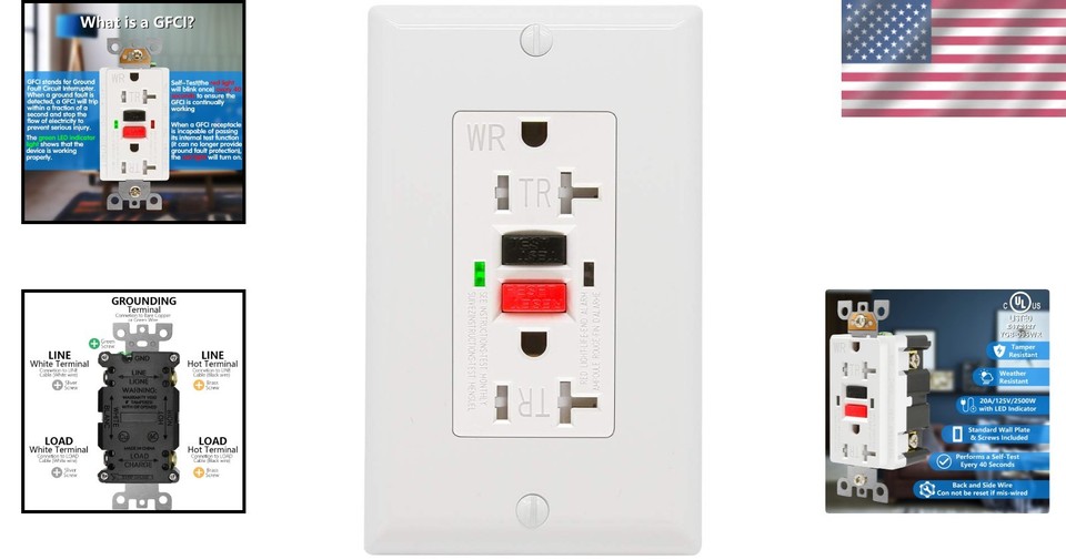 Tamper-Resistant GFCI Outlet with LED Indicator - Ideal for Indoor ...