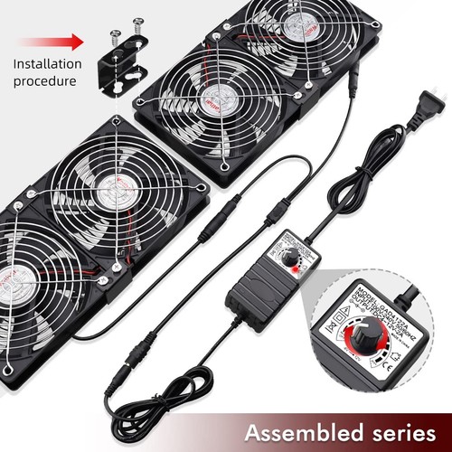 Wathai 4 x 120mm GPU Mining Rigs Server Racks Fan with 100V - 240V AC ...