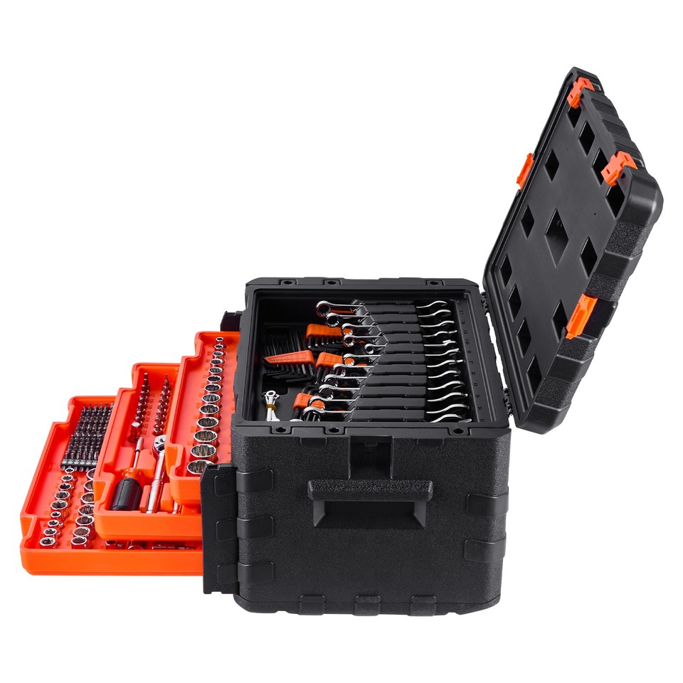 VEVOR Mechanics Tool Set Socket Set 450Pcs 1/4 3/8 1/2 in Drive Orange ...