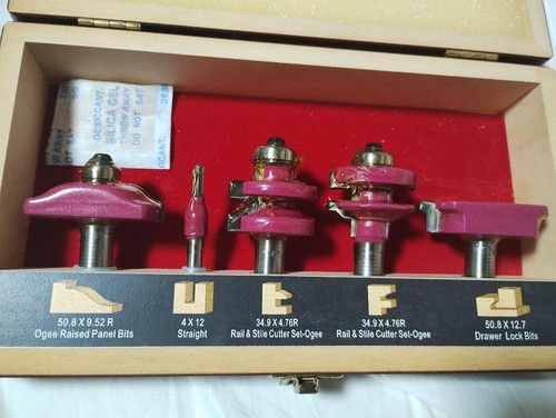 KREV 5-Piece Kitchen Drawer Router Bit Set in Wooden Box, 12mm/6mm ...