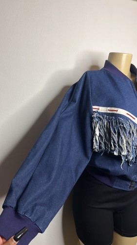Vintage 80s Lea Bob Denim Fringe Bomber Jacket | eBay