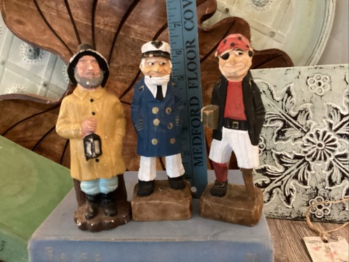 Set of 3 Nautical Figurines Set Vintage Sailor Peg leg 2 Wood 1 Plastic ...