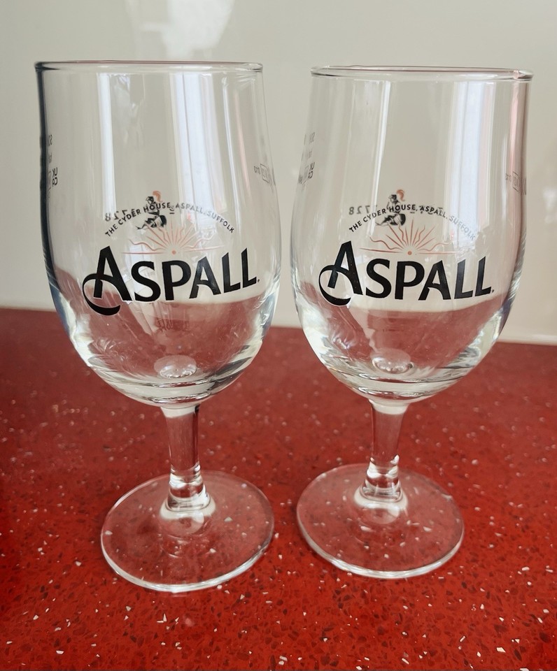2x Aspall Suffolk Cider Pint Glass Goblet Pedestal M22 Brand New Free ...