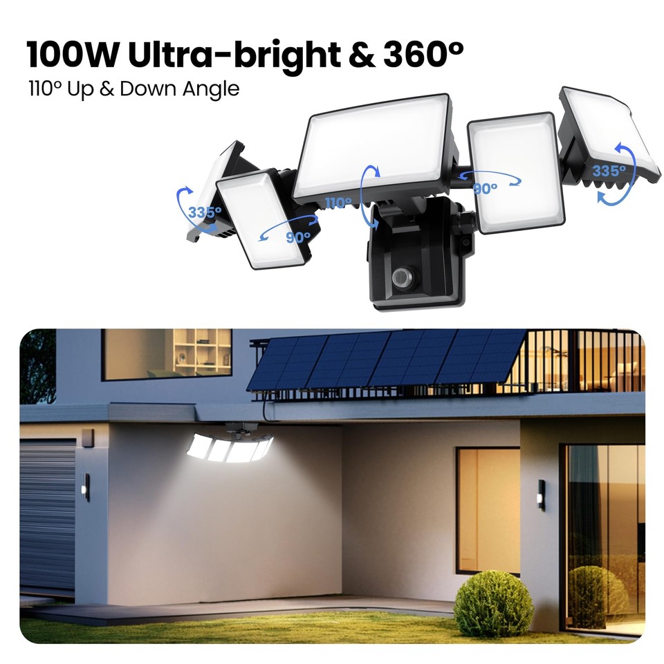 Olafus 100W Plug in Flood Lights Dusk to Dawn LED Outdoor Light with ...