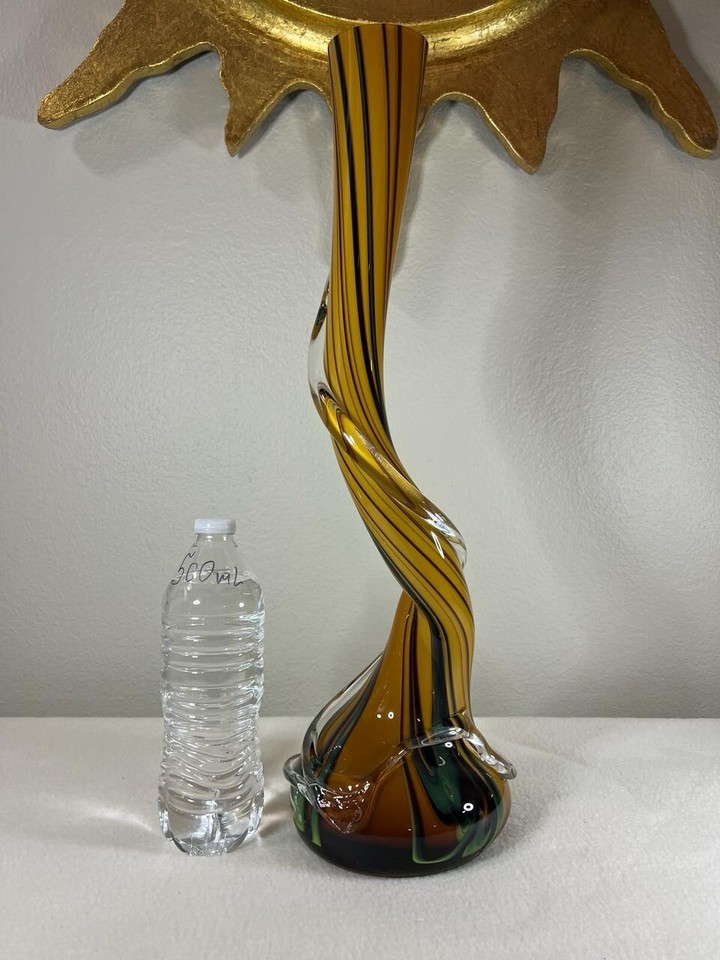 Curved Art Glass Vase, Hand Blown, Snake, 20" | eBay