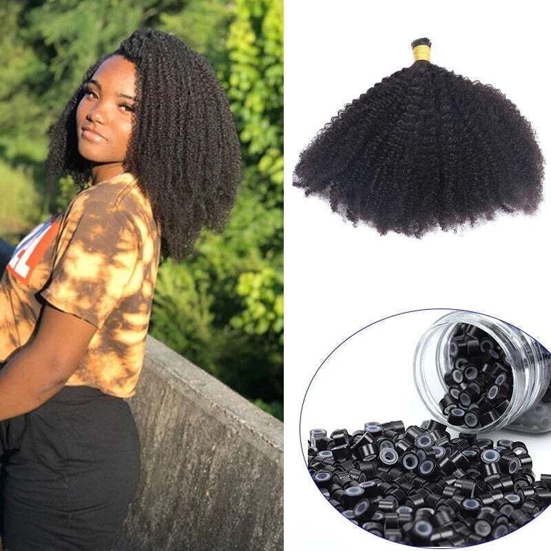 Afro Kinky Curly Coily iTip Microlinks Human Hair Extensions Hair Care ...