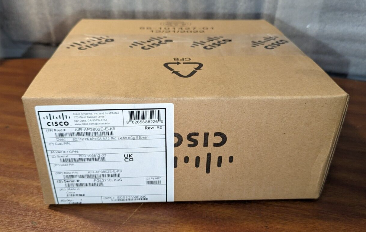 Cisco Aironet AIR-AP3802E-E-K9 802.11ac Dual Band Access Point | eBay
