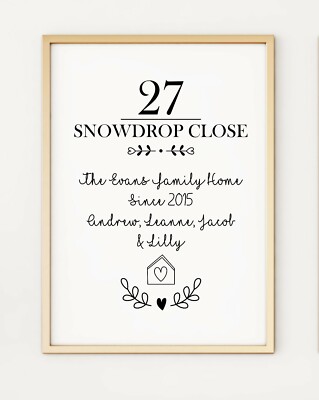New Home First Home Personalised Gift Keepsake A4 Poster Print PO331 ...