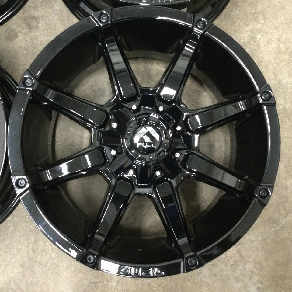 Set 4 Fuel D575 Coupler 20x9 5x5.5 5x150 Gloss Black Wheels 20" 20mm ...