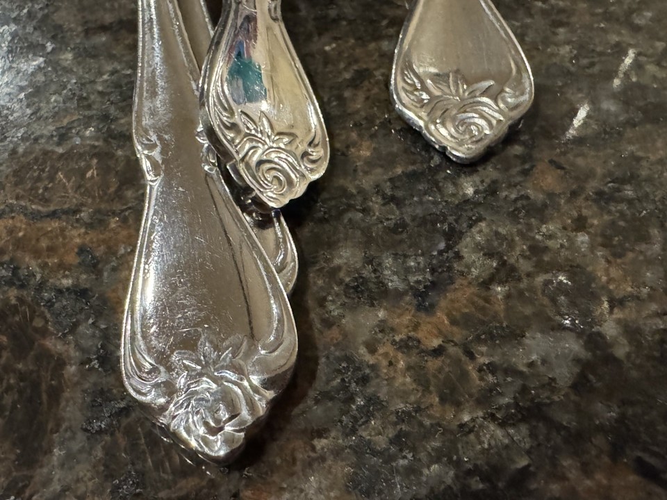 Set Of 12 Oneida Arbor / True Rose style Spoons Stainless - 10 round ...
