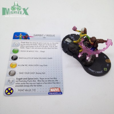 Heroclix Giant Size X-Men set Gambit / Rogue #058 Chase figure w/card ...