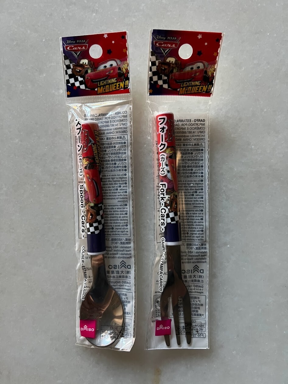 Daiso Disney Pixar Cars Lightning McQueen Stainless Steel Spoon Fork ...