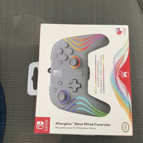 New Nintendo PDP Afterglow Wave Switch Wired Controller Grey RGB ...
